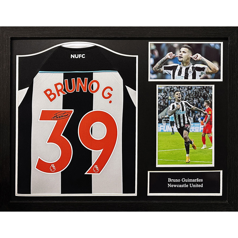 Newcastle United FC Bruno Guimaraes Signed Shirt (Framed) – Trident